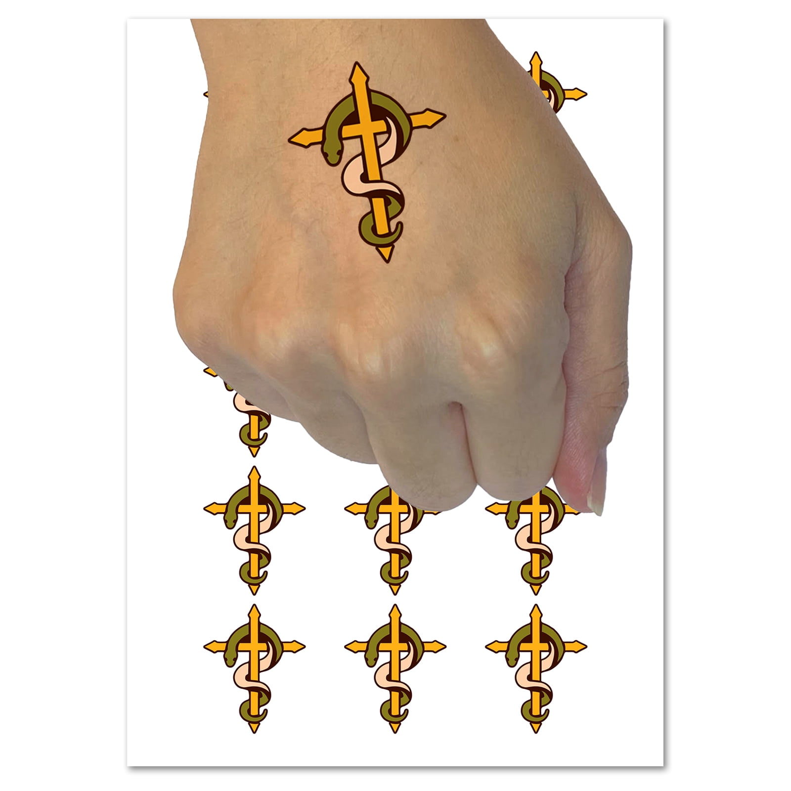 Brazen Serpent on Cross Good and Evil Water Resistant Temporary Tattoo ...