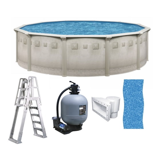 Brazil 27' x 52" Round Above Ground Swimming Pool Premium Package ...