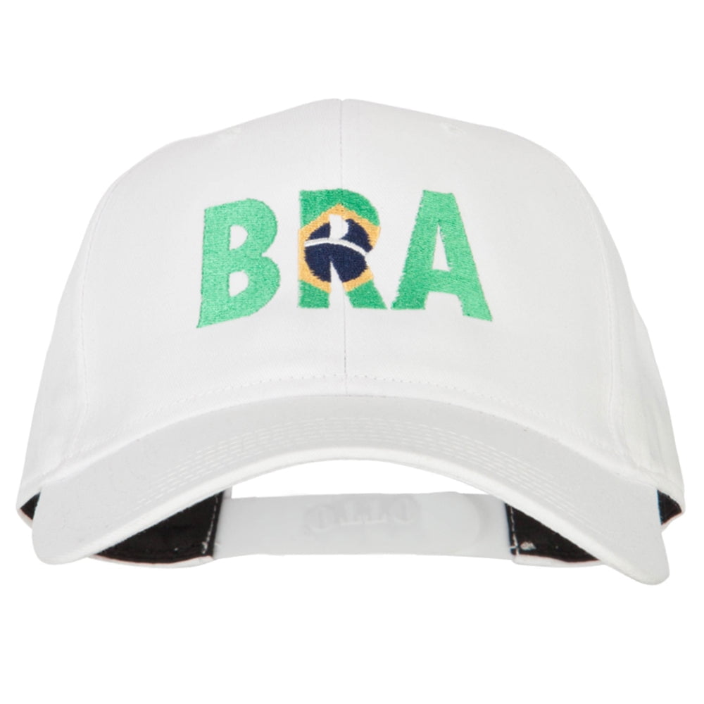 Brazil BRA Flag Embroidered Solid Cotton Pro Style Cap - White OSFM ...