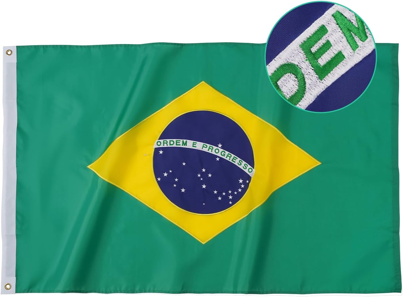 Brazil Brazilian Flag 3x5 Feet - Embroidery Embroidered Bandeira Do ...