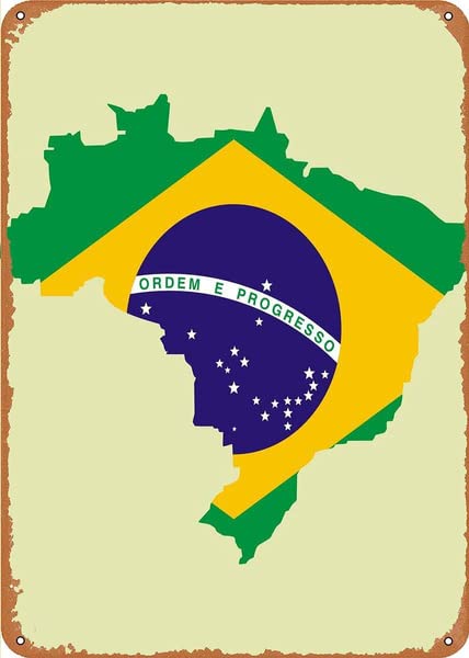 Brazil Colorful World Map Aluminium Sign Poster Printed The Continents ...