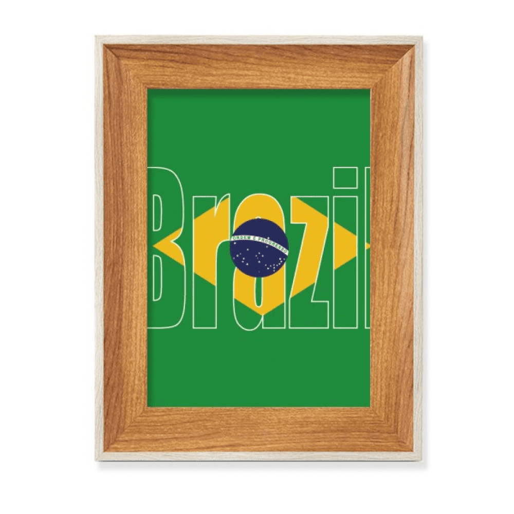 Brazil Country Flag Name Desktop Wooden Photo Frame Display Picture Art ...