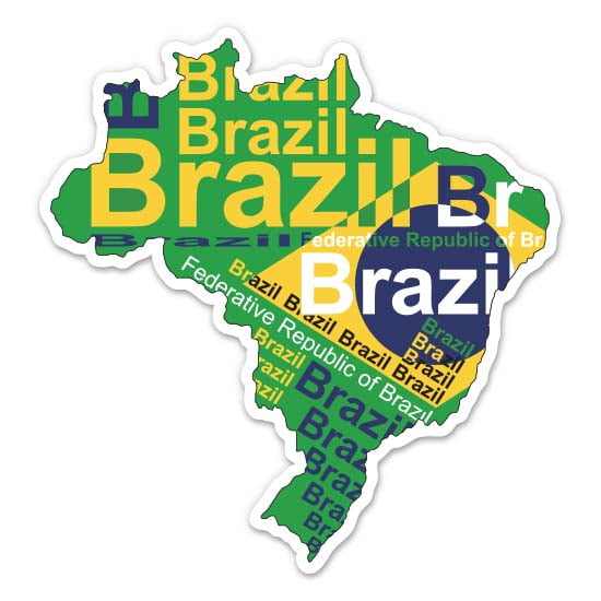 Brazil Country Shape - 3" Vinyl Sticker - For Car Laptop Water Bottle ...