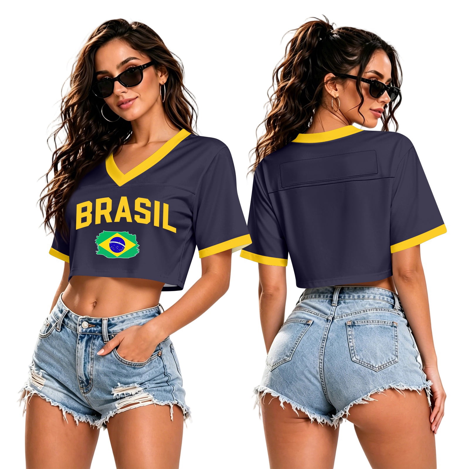 Brazil Crop Top for Women - Football Inspired Graphic Tee with BRASIL ...