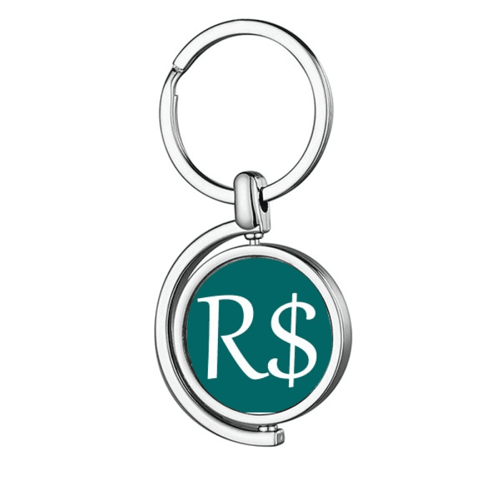 Brazil Currency Symbol Real BRL Rotating Keychain Metal Keyring Holder ...