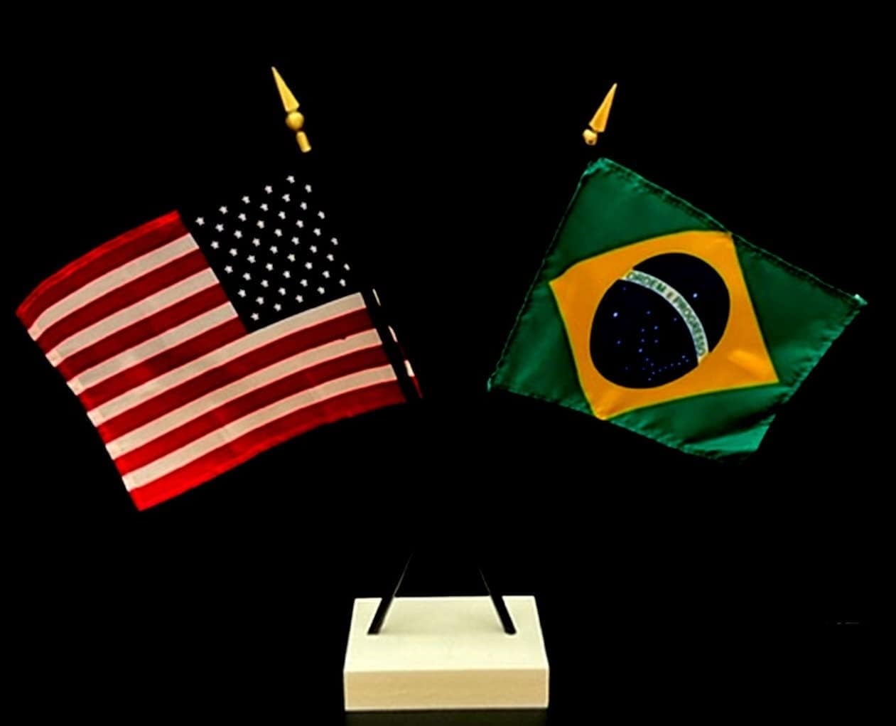 Brazil Desk Flag Set; Contains One USA and One Country Flag with a ...