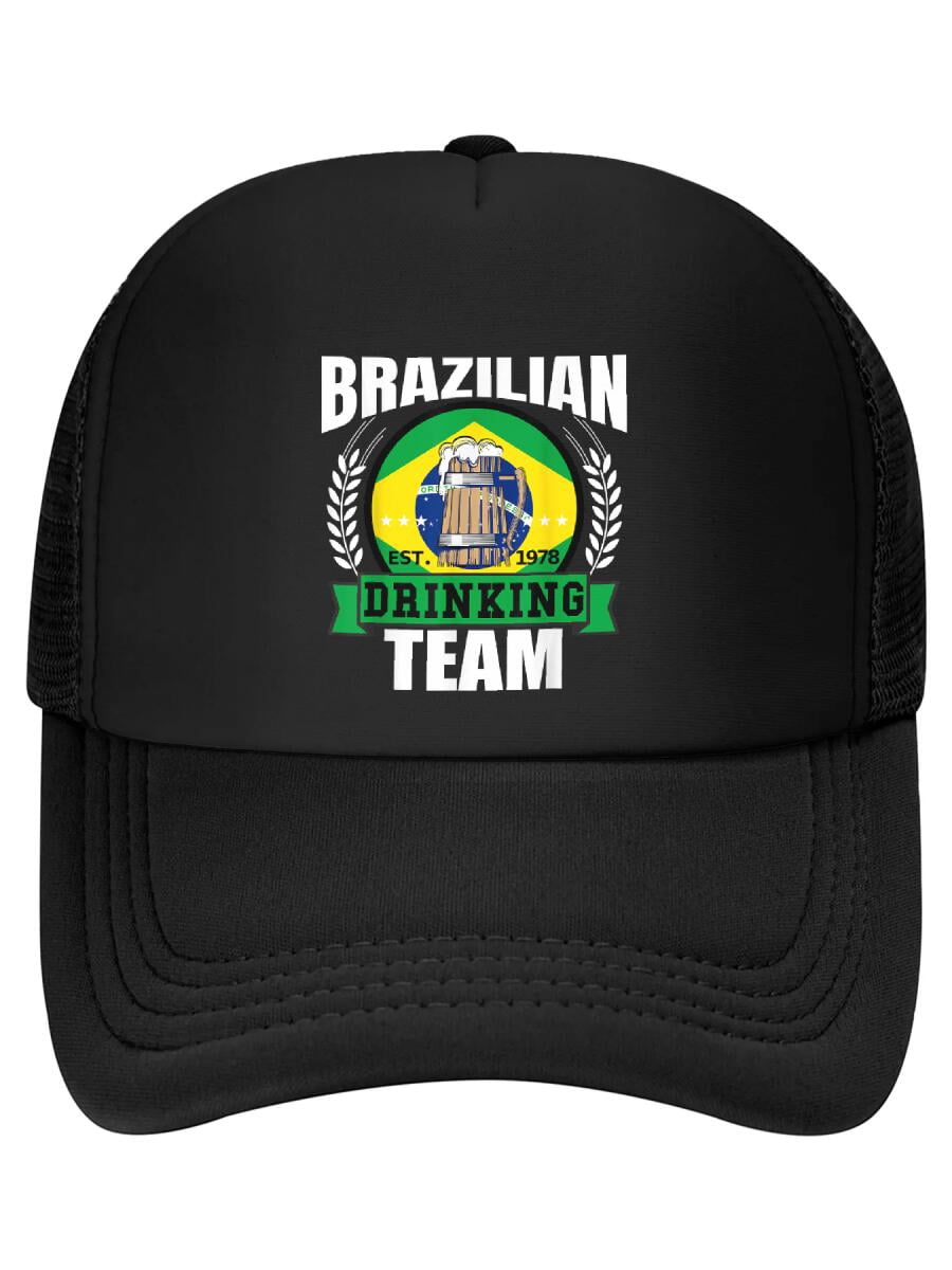 Brazil Drinking Team Funny Brazilian Flag Beer Party Gift Baseball Cap ...