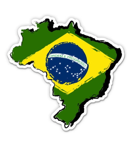 Brazil Flag Country Shape - 5" Vinyl Sticker - For Car Laptop I-Pad ...