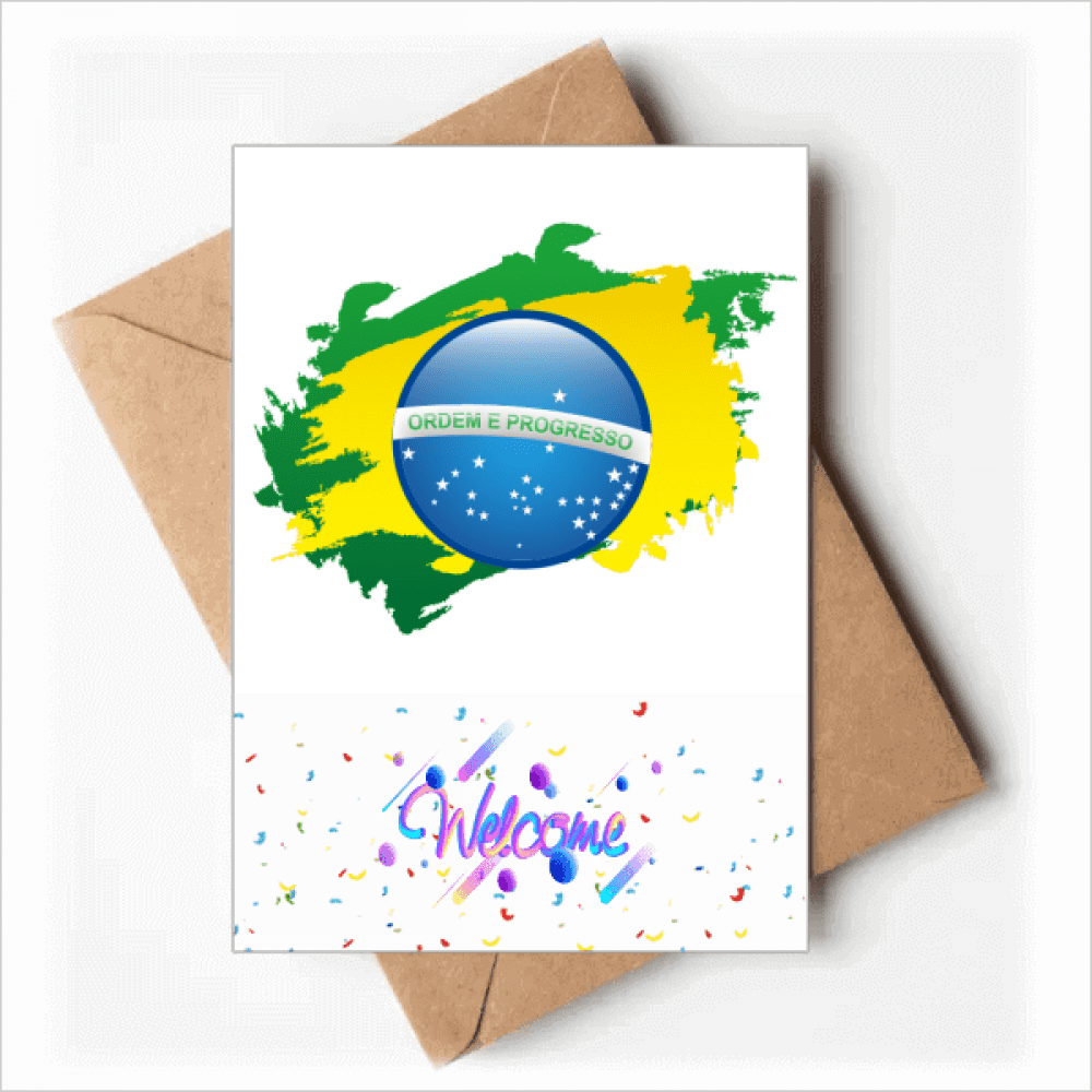 Brazil Flag Culture Element Map Welcome Back Greeting Cards Envelopes ...