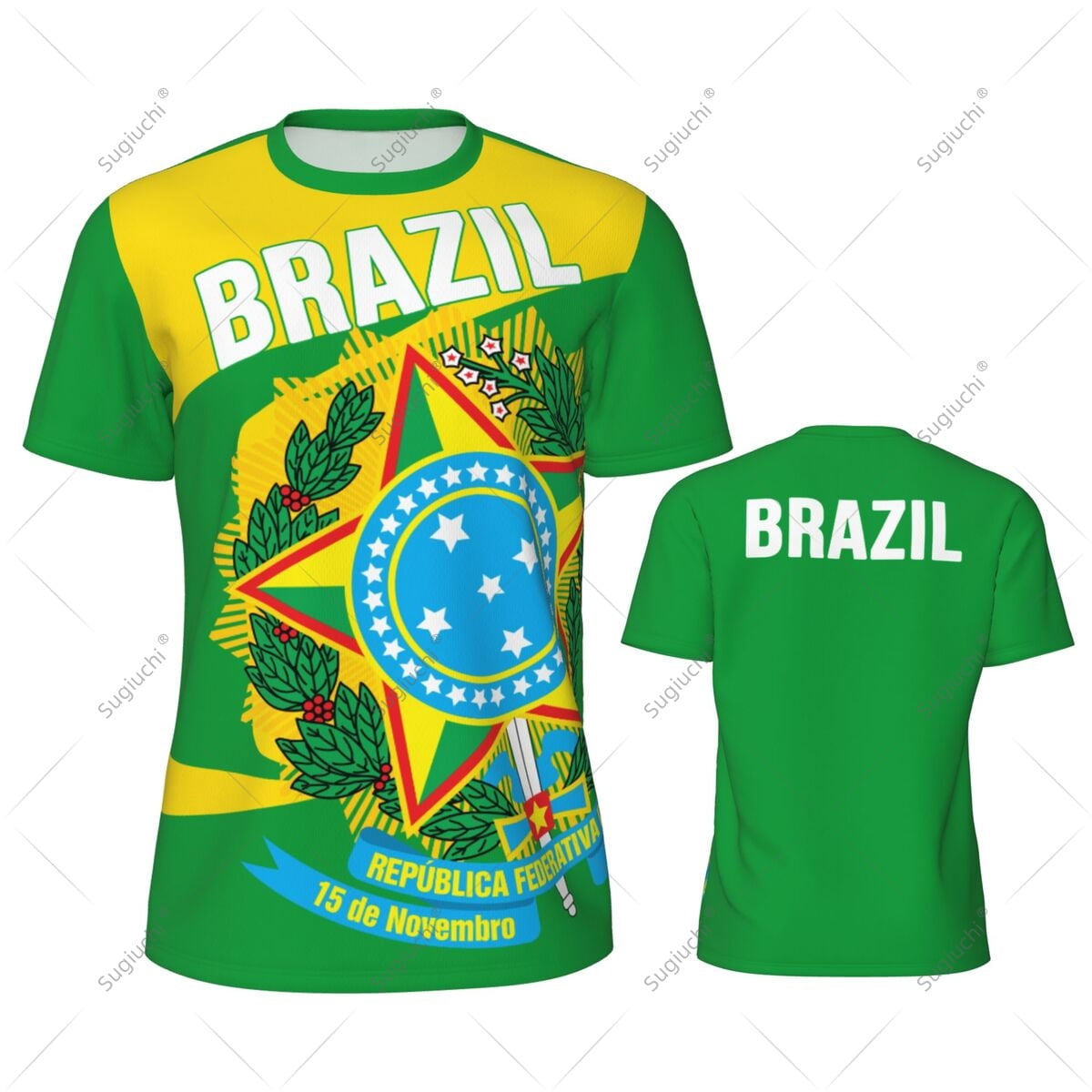 Brazil Flag Men Sports T-shirt Women Tees jersey for Soccer Football ...