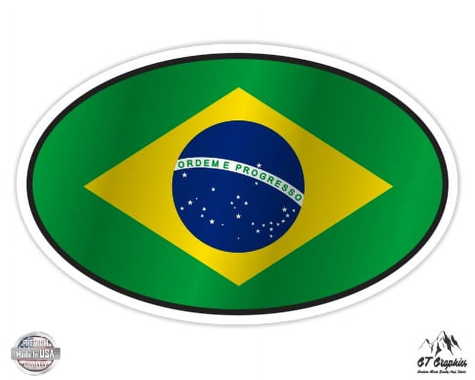 Brazil Flag Oval - 12" Vinyl Sticker Waterproof Decal - Walmart.com