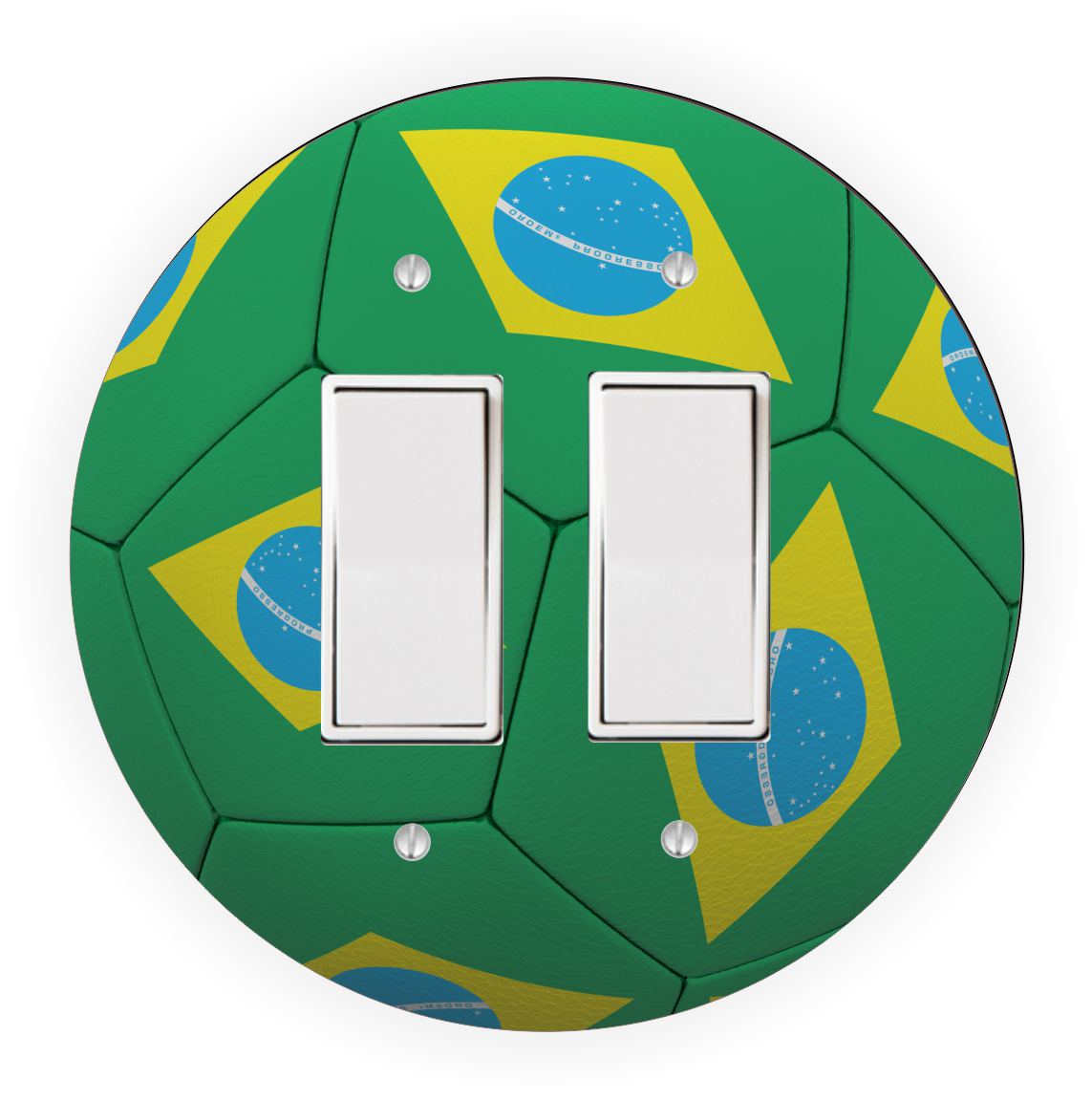 Brazil Flag Soccer Ball Design - Round Light Switch Plate Cover ...