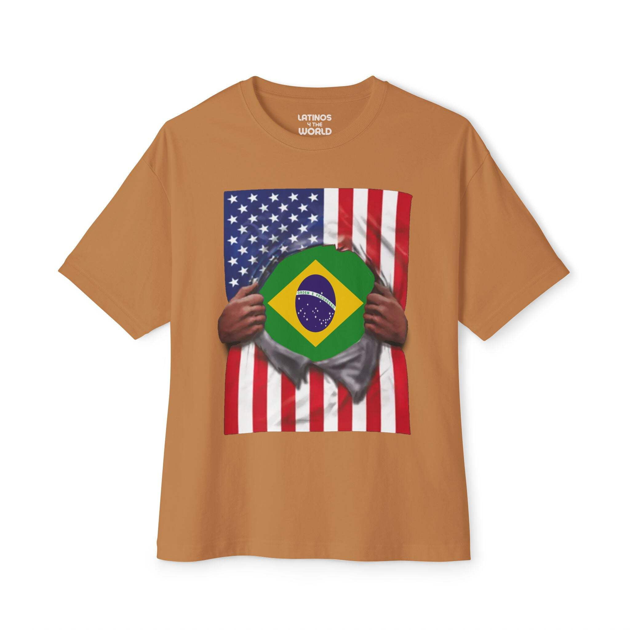 Brazil Flag + USA Flag Pride T-shirt | Brazilian + American Flag Rip ...