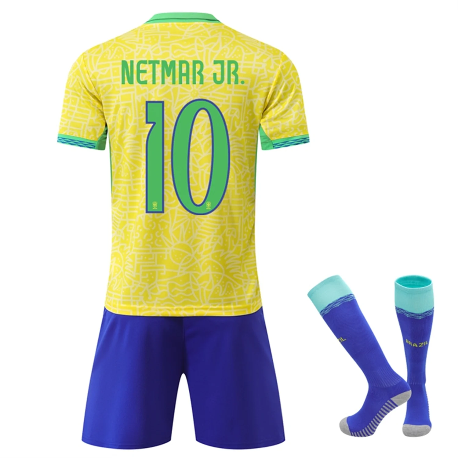 Brazil Home 2024 Activewear No.10 Neymar Jr Soccer Fans Training ...