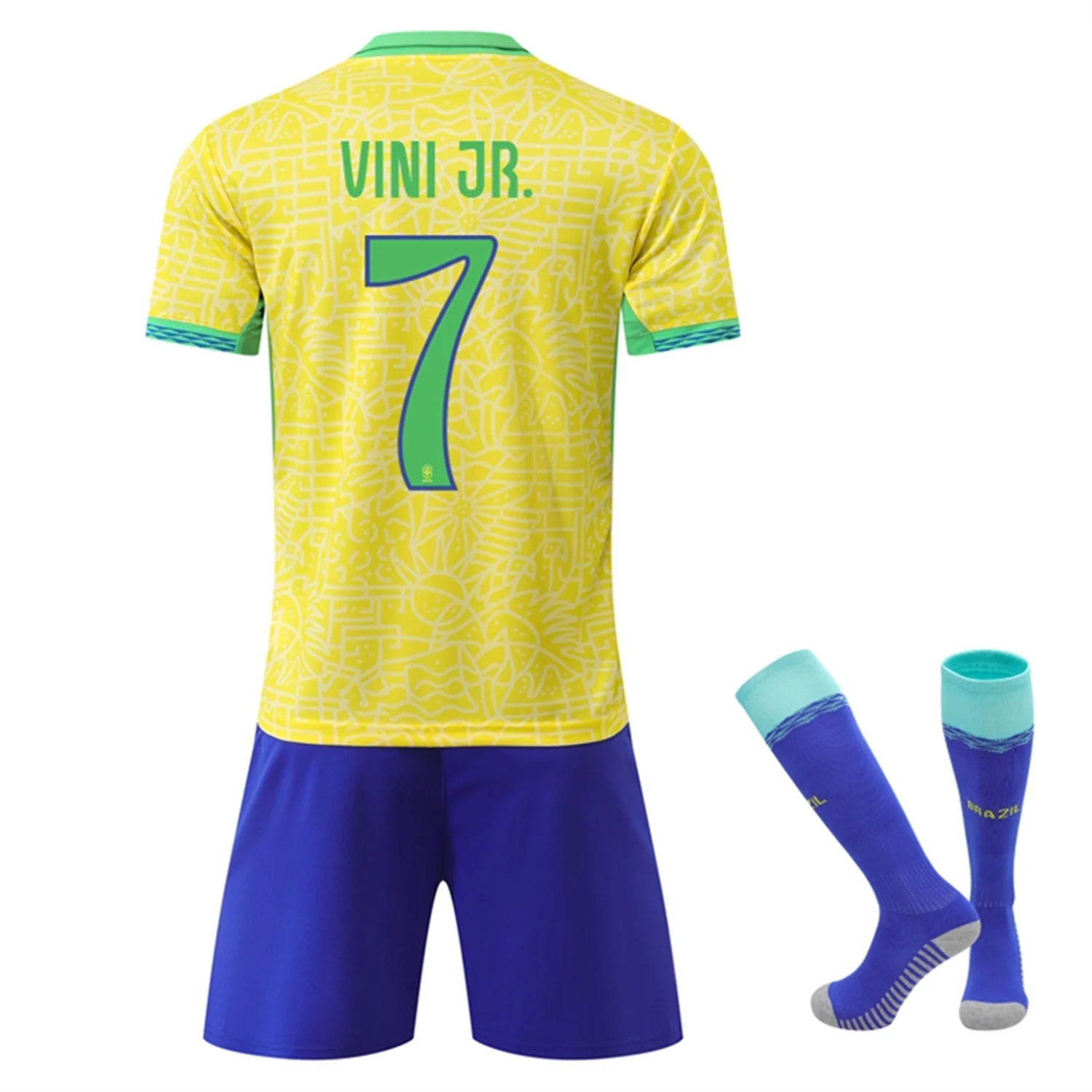 Brazil Home 2024 Activewear No.7 Vini Jr Soccer Fans Training Jerseys ...