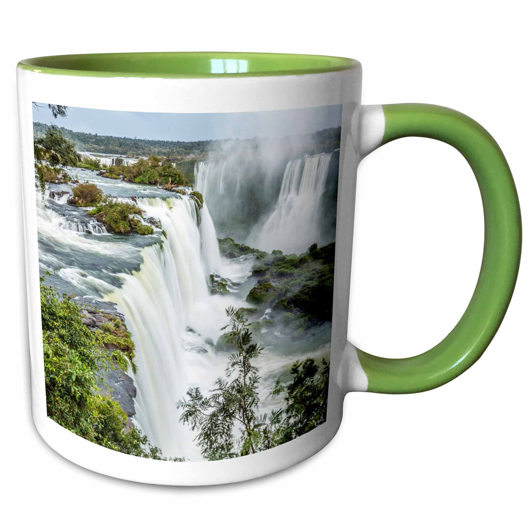 3drose, Brazil, Iguazu Falls. Landscape of Waterfalls., 15oz Two-tone ...