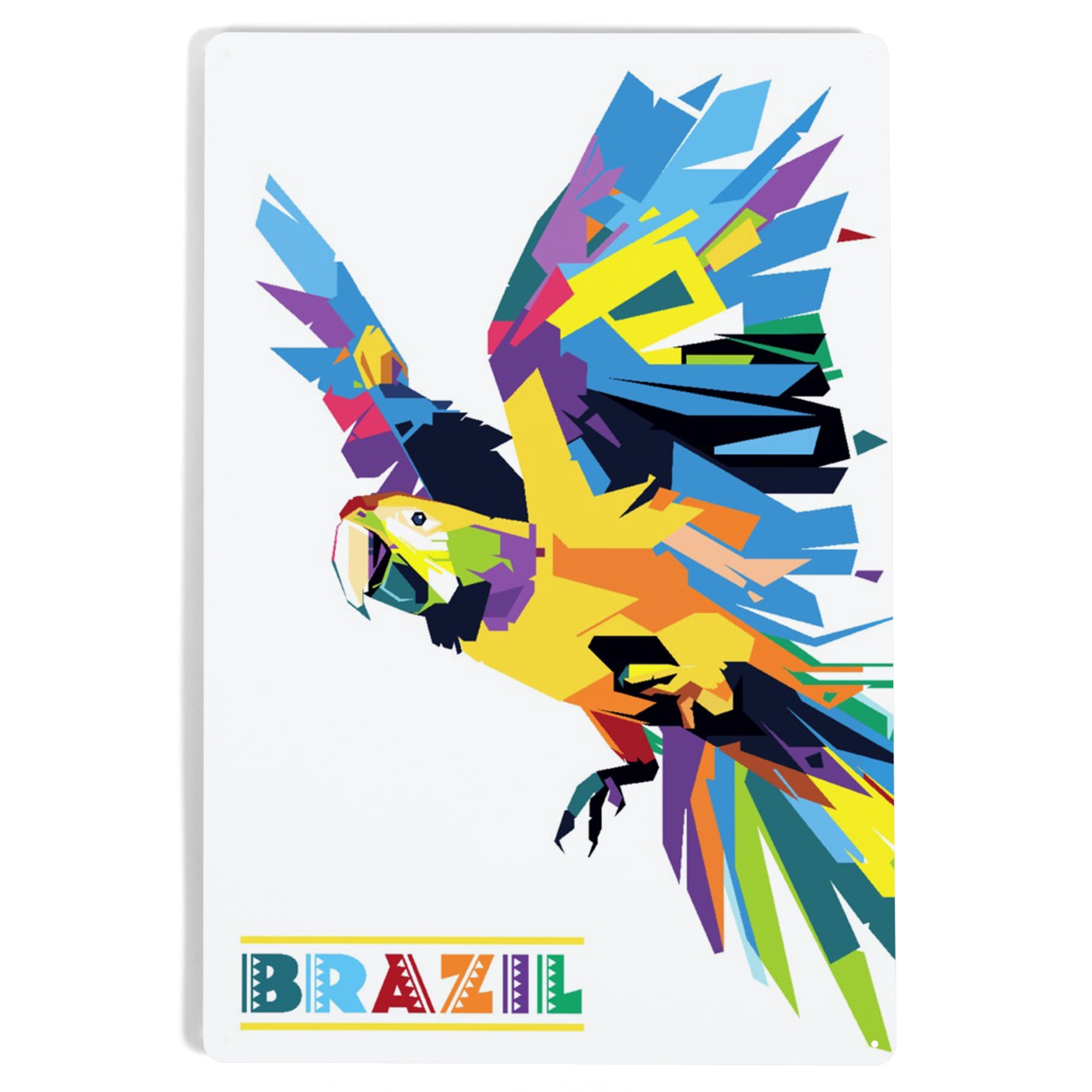 Brazil, Macaw, Vector Geometric (12x18 Aluminum Art, Indoor Outdoor ...