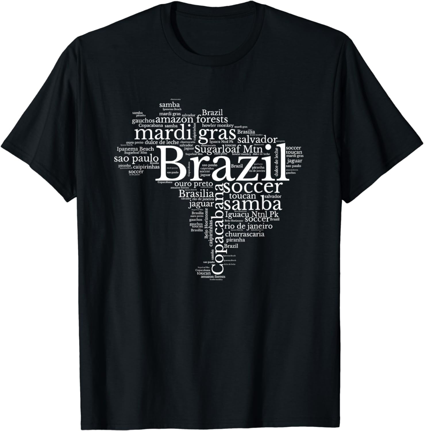Brazil Map Brazilian Soccer Copacabana Brasil Men Women Gift T-Shirt ...