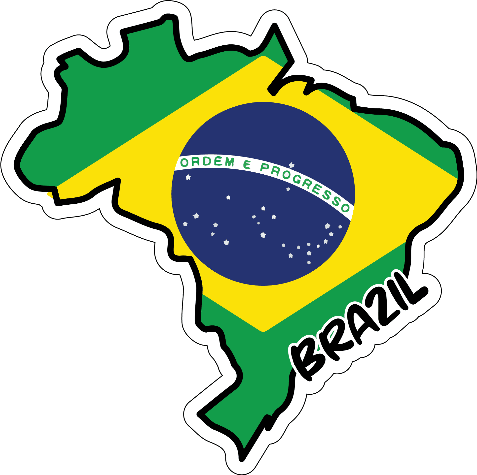 Brazil Map Flag Sticker Decal / BrasÃ­lia / Federative Republic of ...