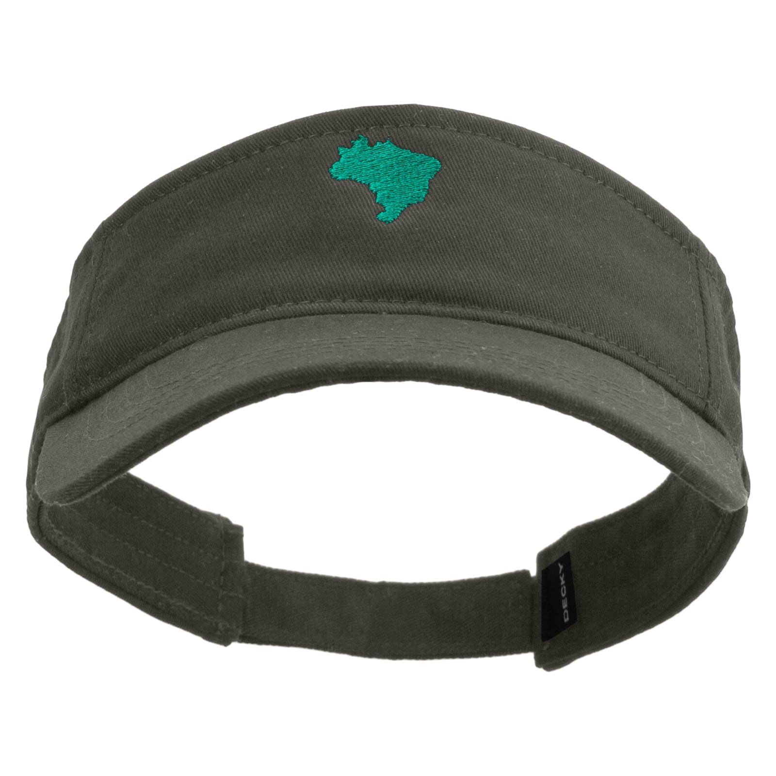 Brazil Map Logo Embroidered Brushed Sports Visor - Charcoal OSFM ...