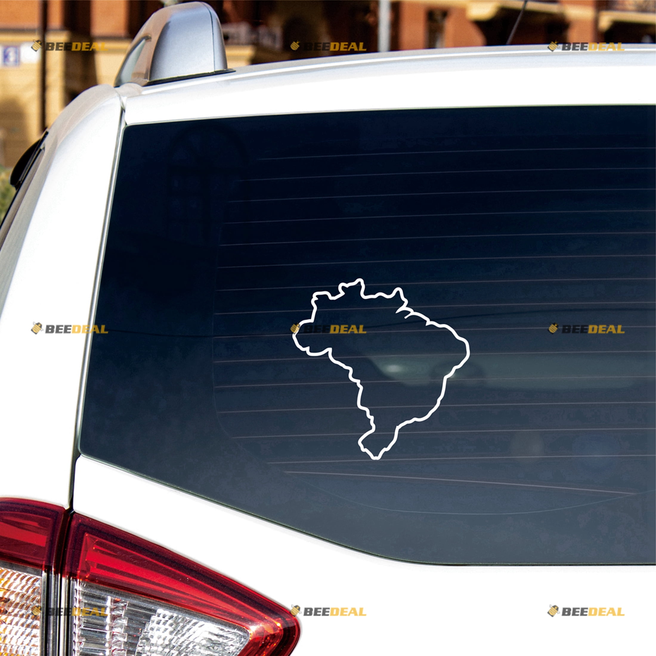 Brazil Map Outline Sticker Decal Vinyl Brazilian - 2 Pack White 4 ...