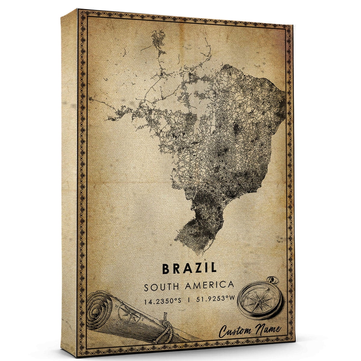 Brazil Map Poster, South America Map Art Poster, Canvas, Brazil road ...