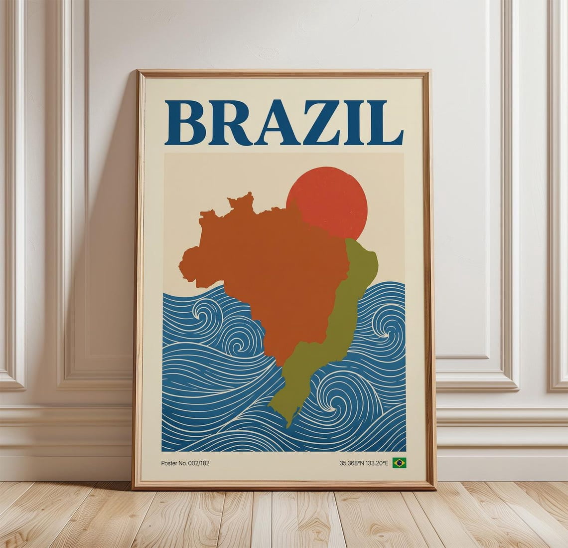 Brazil Map Poster Vintage Travel Wall Art South America Country Art ...