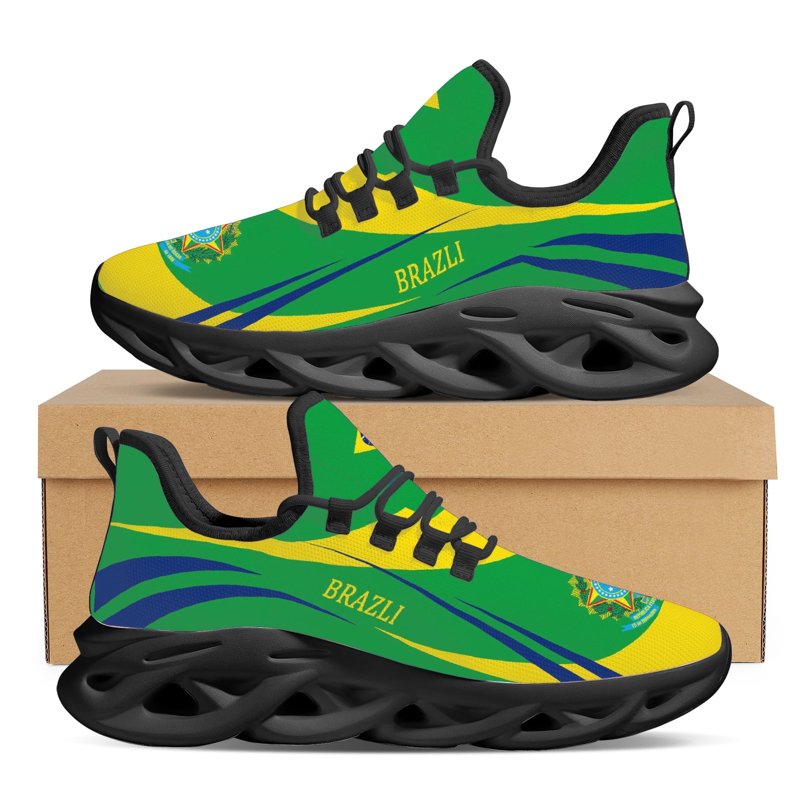 Brazil National Emblem Flag Design Lace Up Vulcanized Shoes Fashion ...