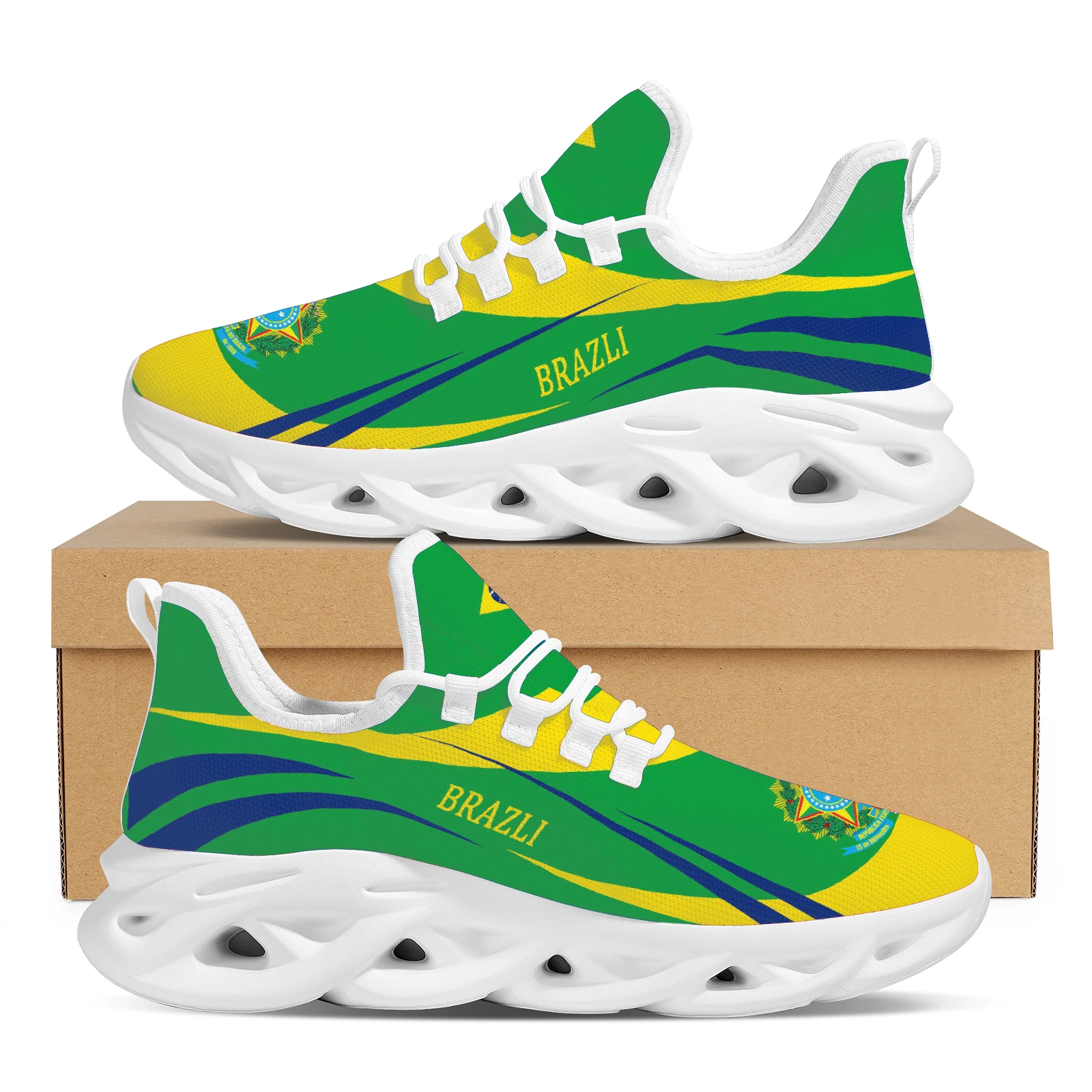 Brazil National Emblem Flag Design Lace Up Vulcanized Shoes Fashion ...