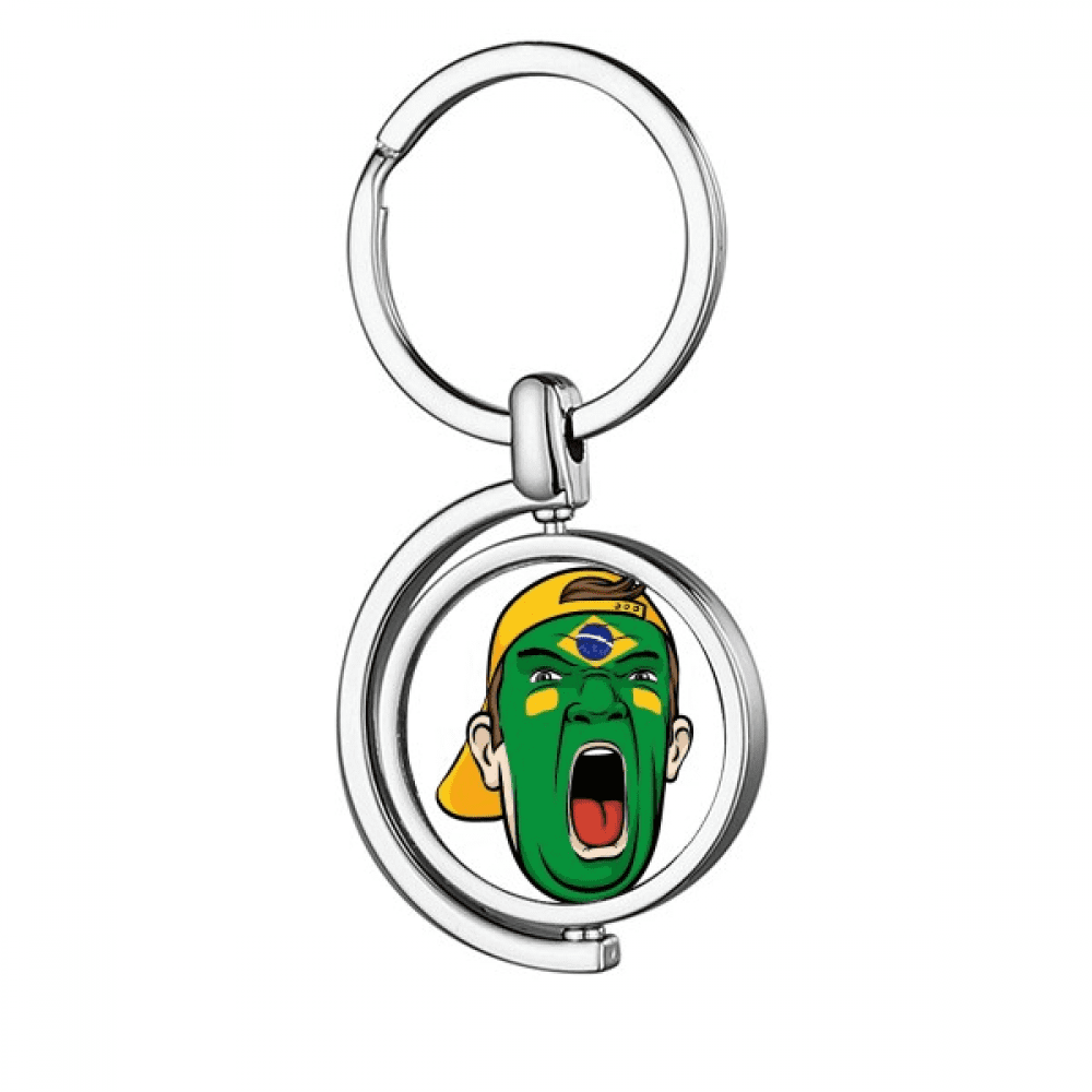Brazil National Flag Makeup Screang Cap Rotating Keychain Metal Keyring ...