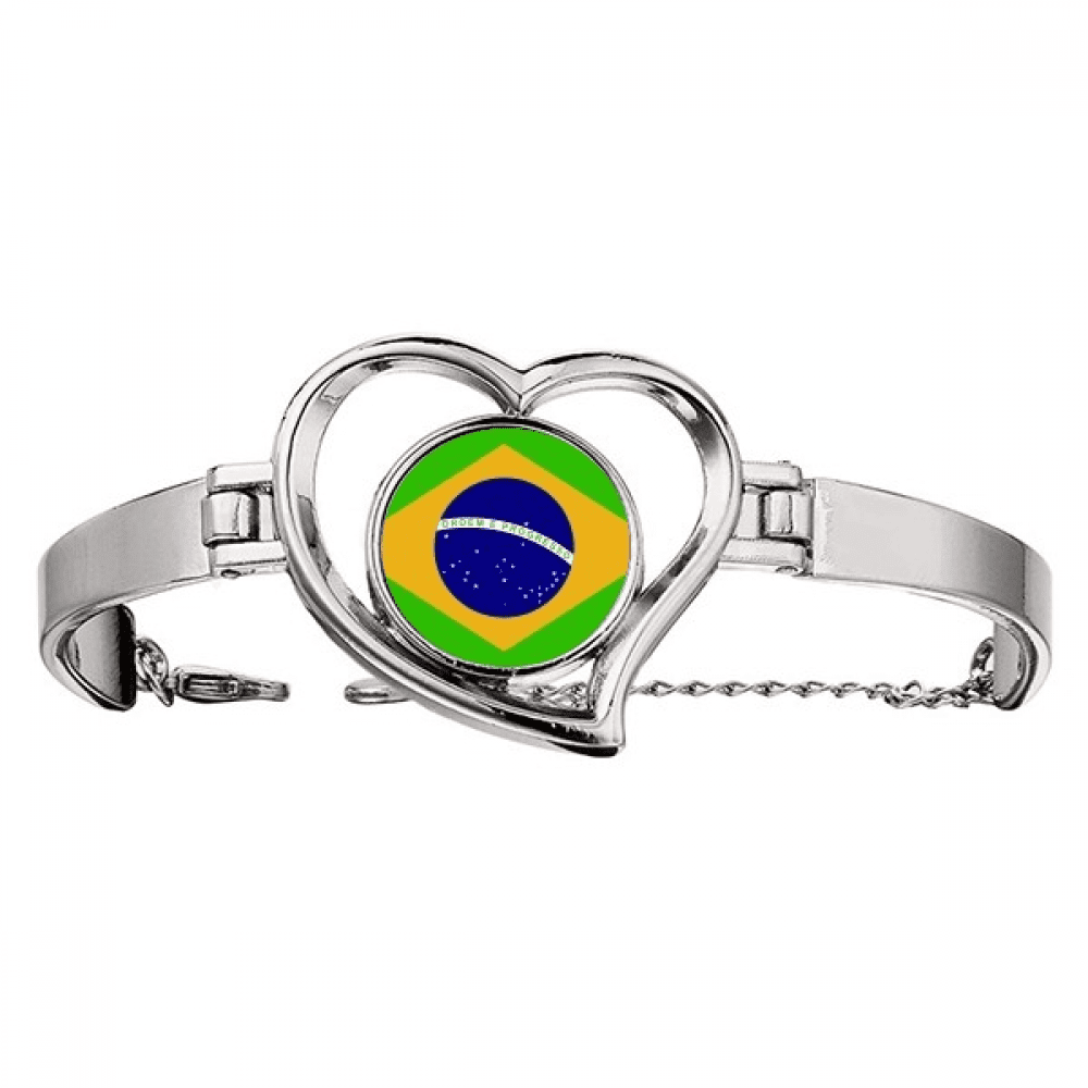 Brazil National Flag South America Country Bracelet Heart Jewelry Wire ...