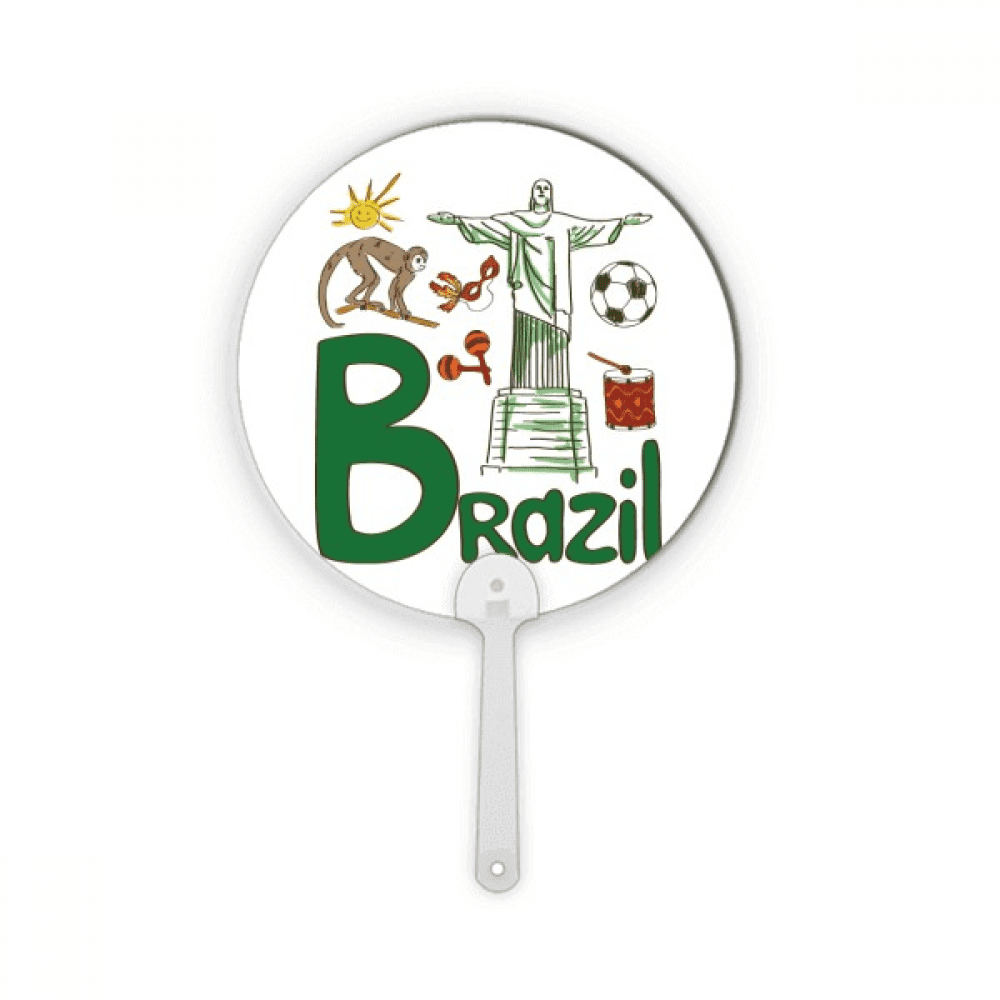 Brazil National symbol Landmark Pattern Plastic Round Handheld Fan ...