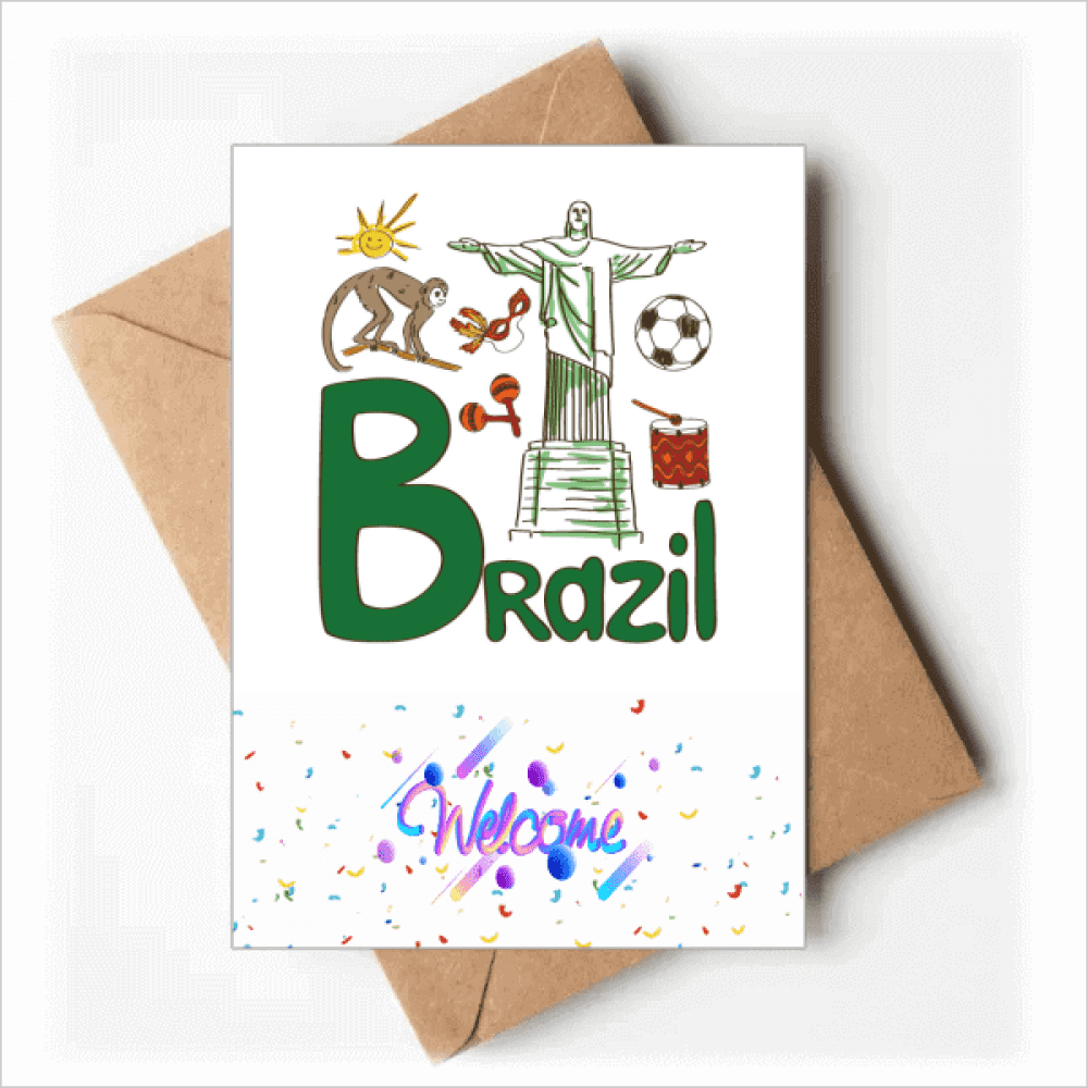 Brazil National symbol Landmark Pattern Welcome Back Greeting Cards ...