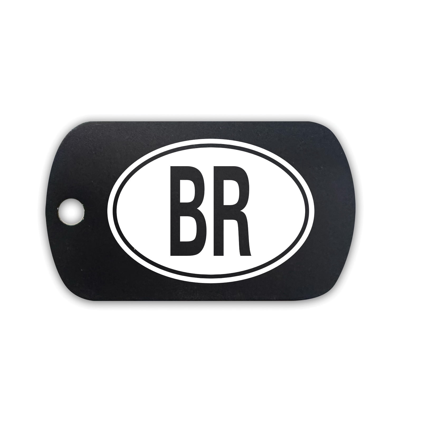 Brazil Oval GI Dog Tag Aluminum Keychain country code br euro - Black ...