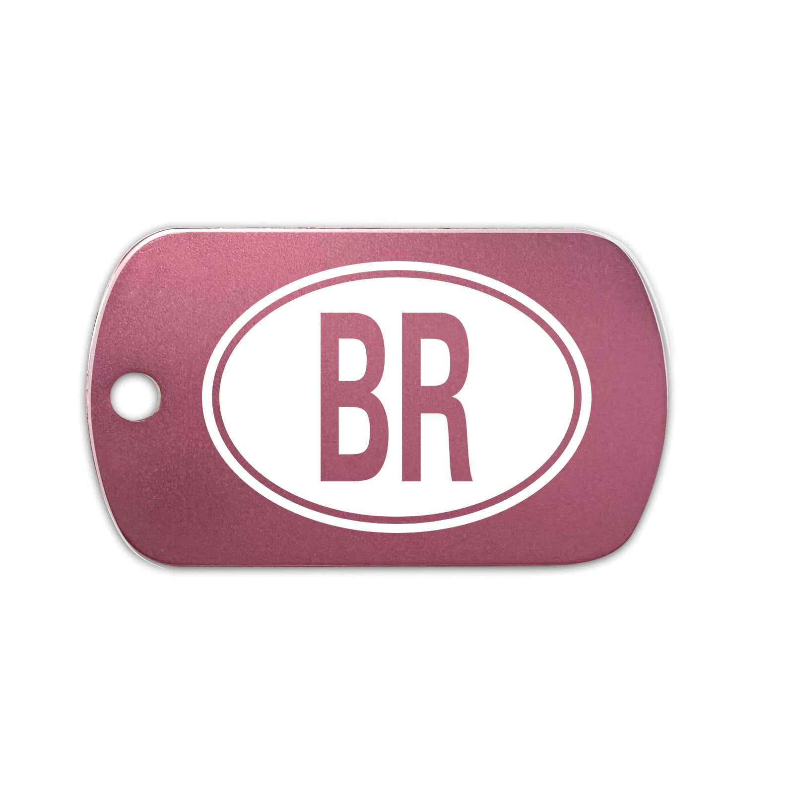 Brazil Oval GI Dog Tag Aluminum Keychain country code br euro - Pink ...