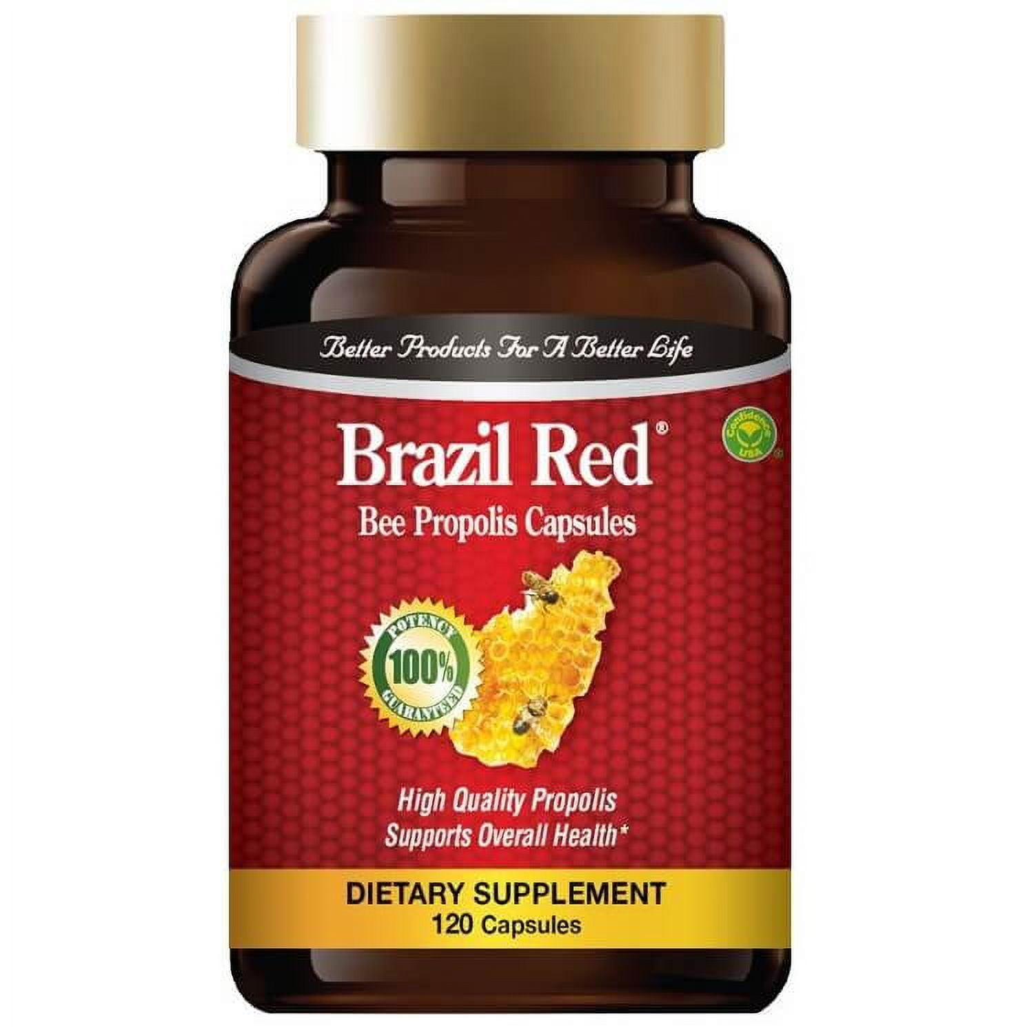 Brazil Red Bee High Concentrate Propolis Supplement (120 Capsules ...