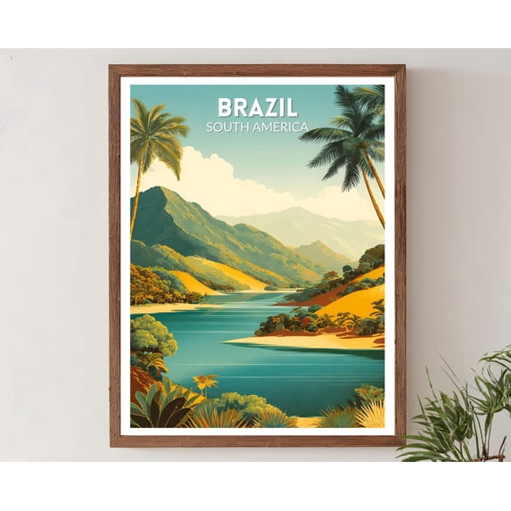Brazil Retro Travel Mid Century Modern Wall Art Vintage Landscape Decor ...
