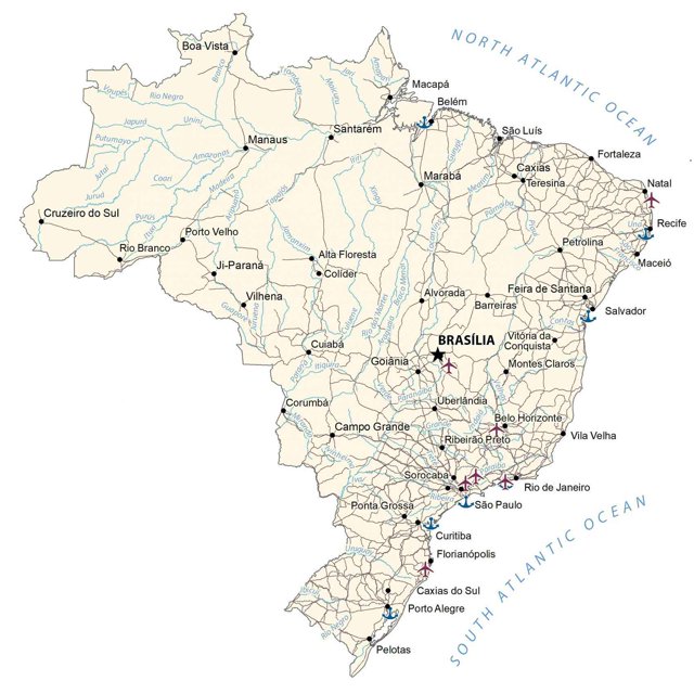 Brazil Road Map GLOSSY POSTER PICTURE PHOTO PRINT BANNER ...