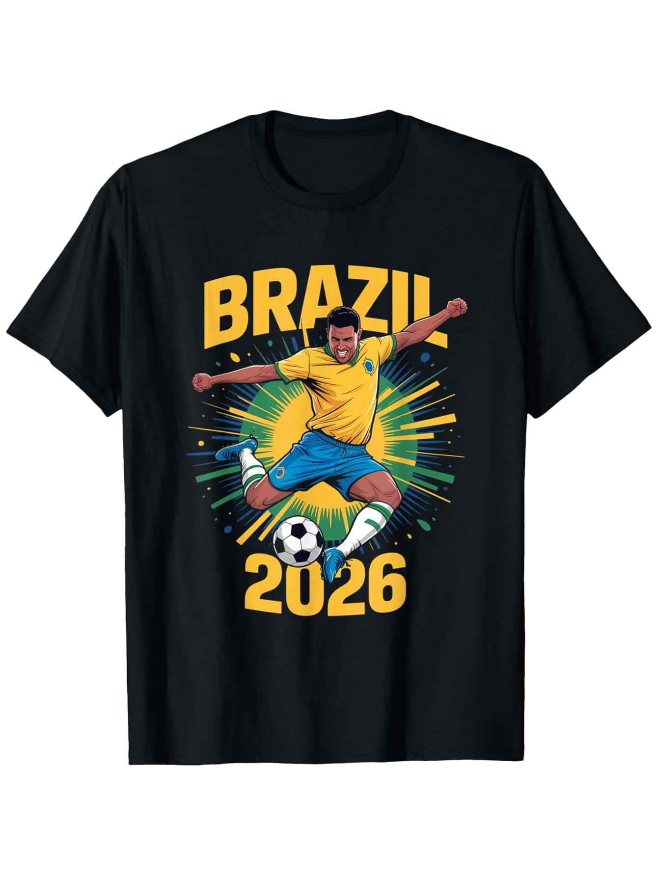 Brazil Soccer 2026 Graphic T-Shirt - Retro Style Football Fan Apparel ...