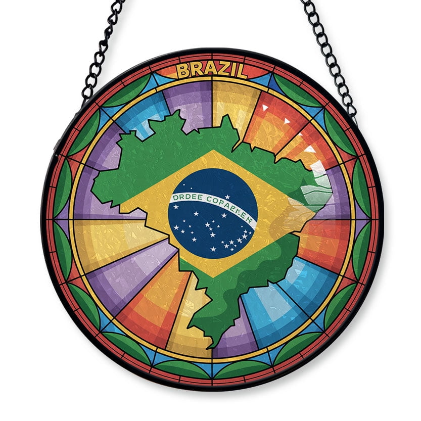Brazil Travel Decor Suncatcher Stained Glass Window Hanging, Gift for ...