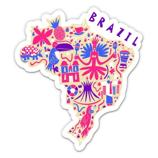 Brazil Travel Map - 12" Vinyl Sticker Waterproof Decal - Walmart.com