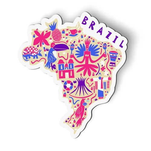 Brazil Travel Map - 5" Magnet for Car Locker Refrigerator - Walmart.com