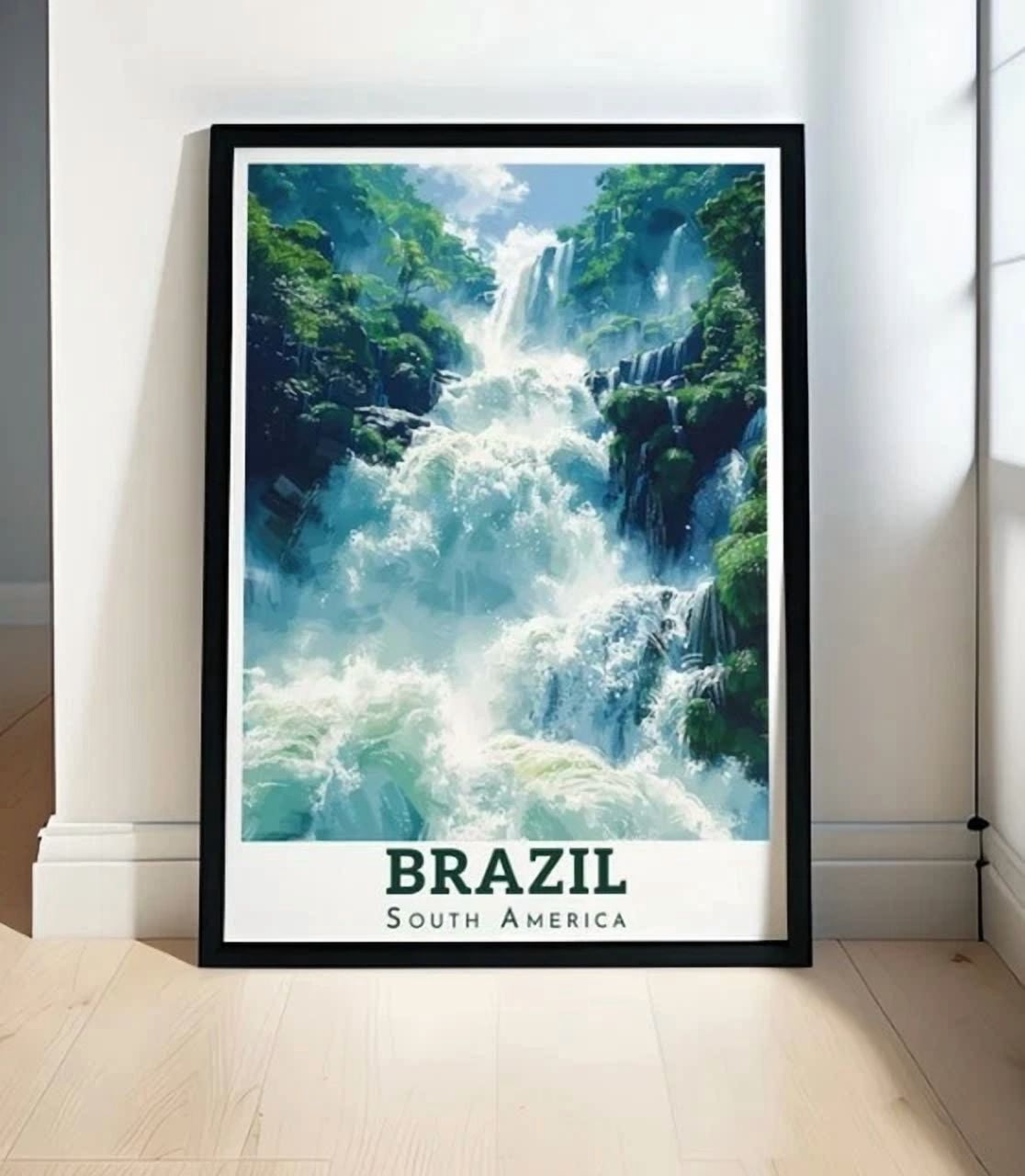 Brazil Travel Posters - Iguazu Falls Poster Home Decor Vintage Art ...
