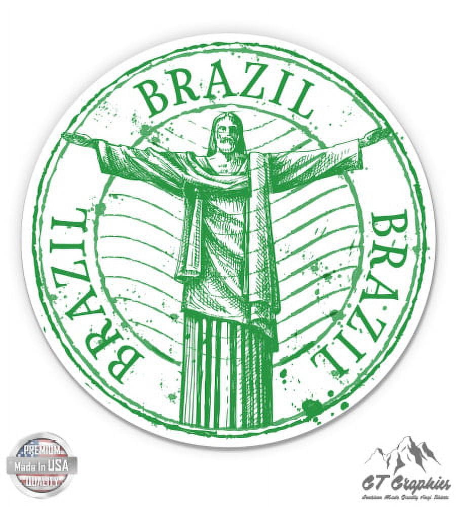 Brazil Travel Stamp Green - 8" Vinyl Sticker - For Car Laptop I-Pad ...