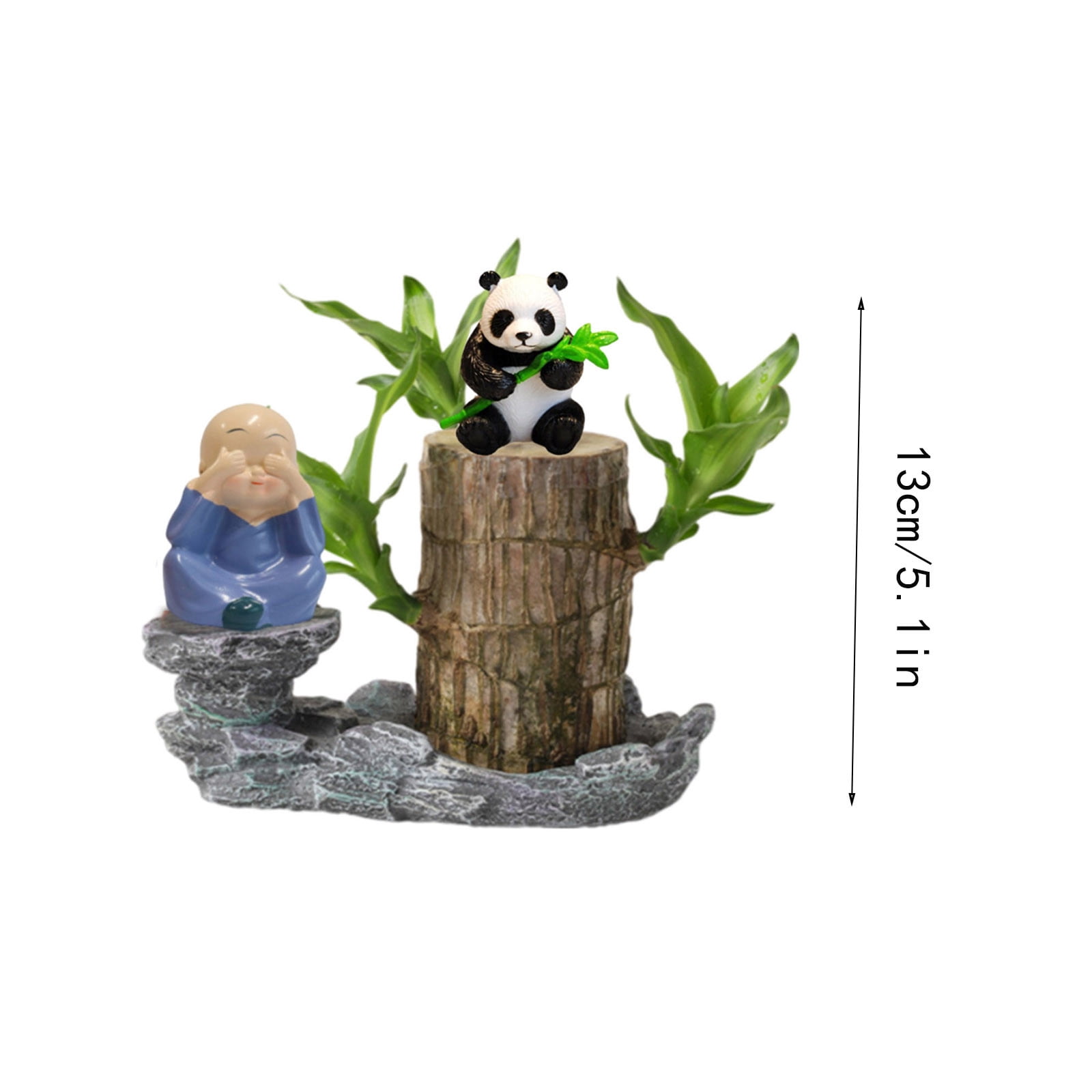 Brazil Wood Hydroponic Tree Stump with 1 Dolls with Panda Statue & Tray ...