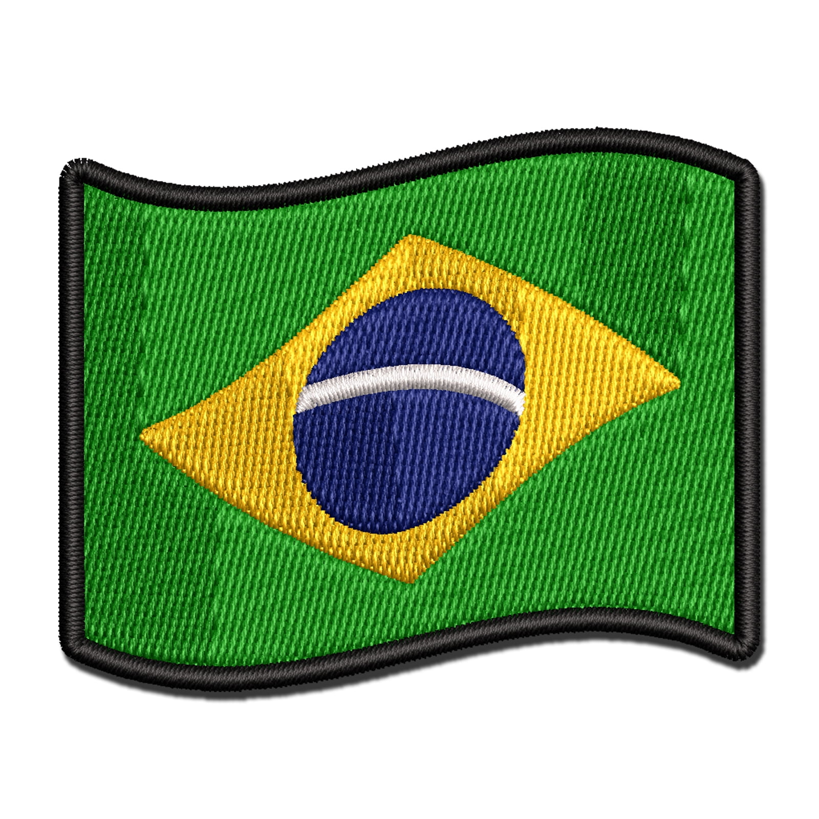 Brazil with Waving Flag Cute Applique Multi-Color Embroidered Iron-On Patch - 2.0 Inch Mini ...