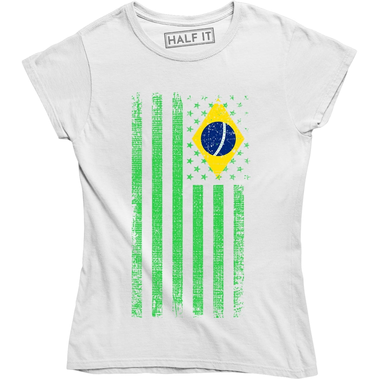 Brazilian American Flag Heritage Women Short Sleeve Graphic Tee ...