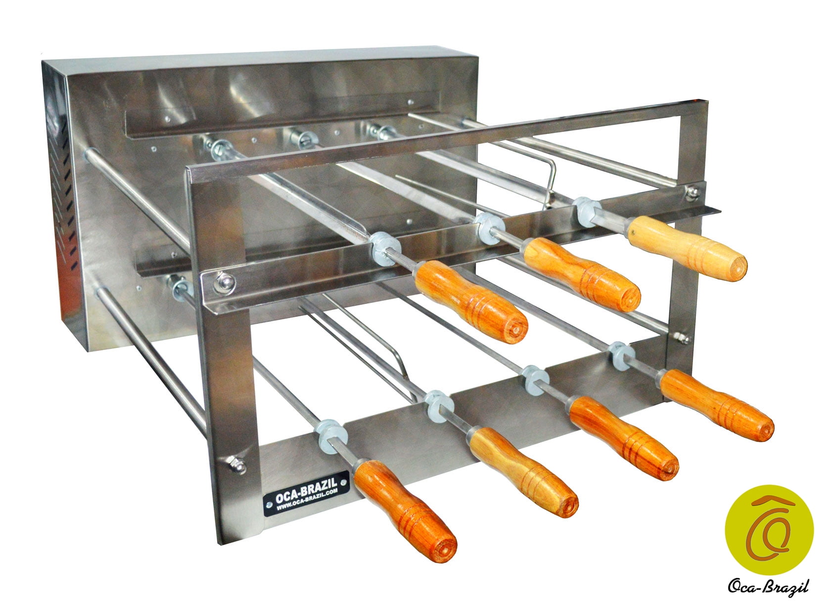 Brazilian BBQ Charcoal Grill - 07 Skewers - Rotisserie System - Oca ...