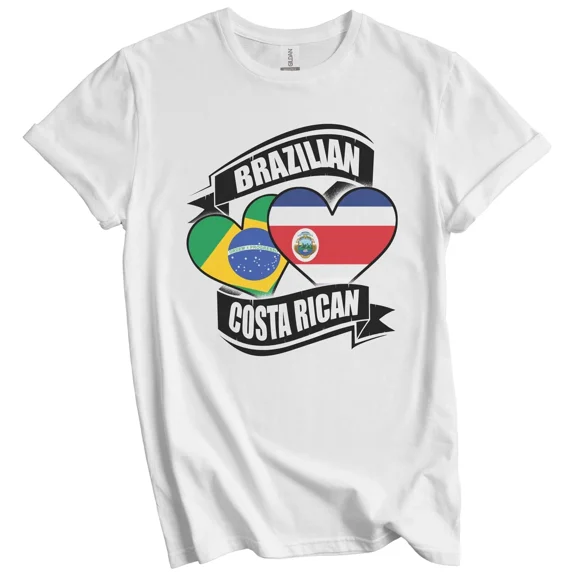 Brazilian Costa Rican Hearts Brazil Costa Rica Flags T-Shirt Gift for ...