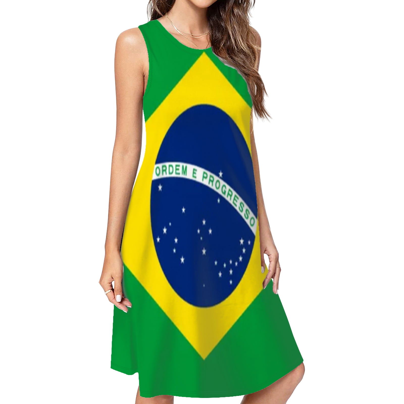 Brazilian Flag Dress Loose Women'S Dress Beach Dresses With Pockets ...